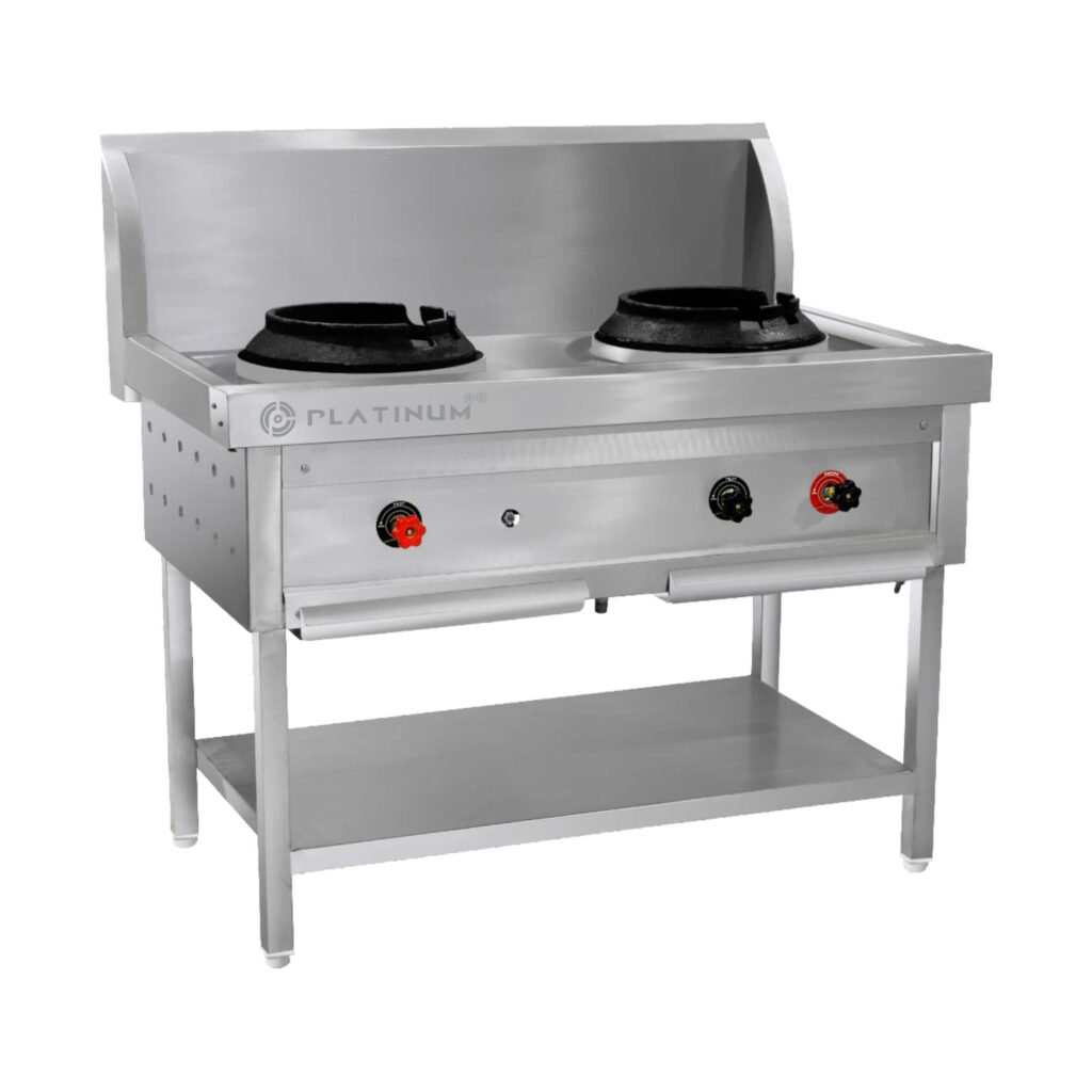 2 Burner Chinese Range With Grating Shelf | Platinum Flour